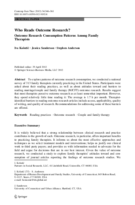 (PDF) Who Reads Outcome Research?