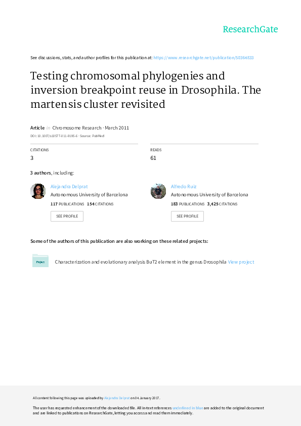 (PDF) Testing chromosomal phylogenies and inversion breakpoint reuse in ...