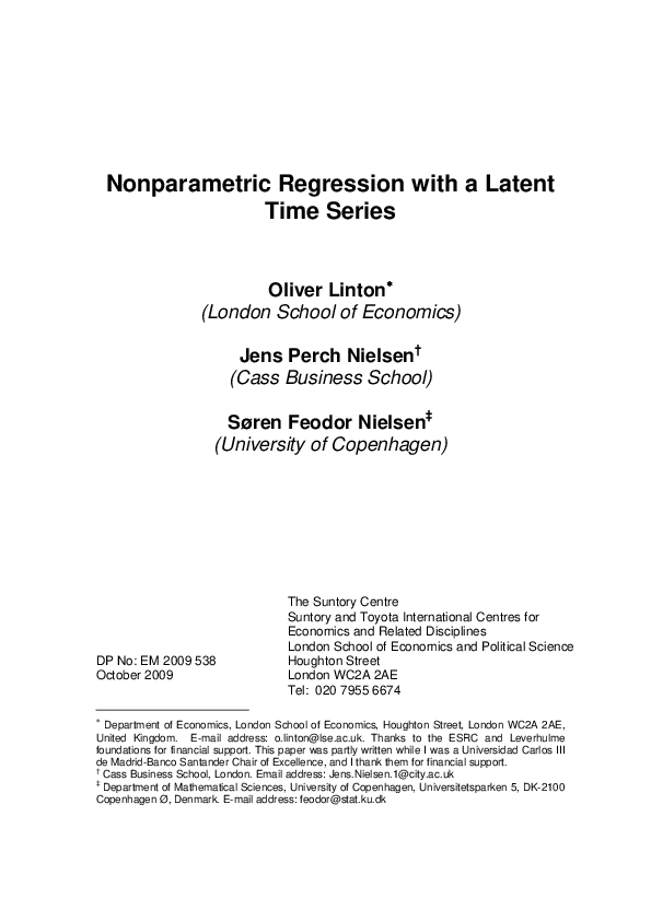 (PDF) Non-parametric regression with a latent time series