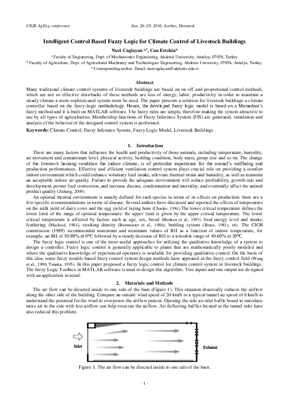 (PDF) Intelligent Control Based Fuzzy Logic for Climate Control of ...