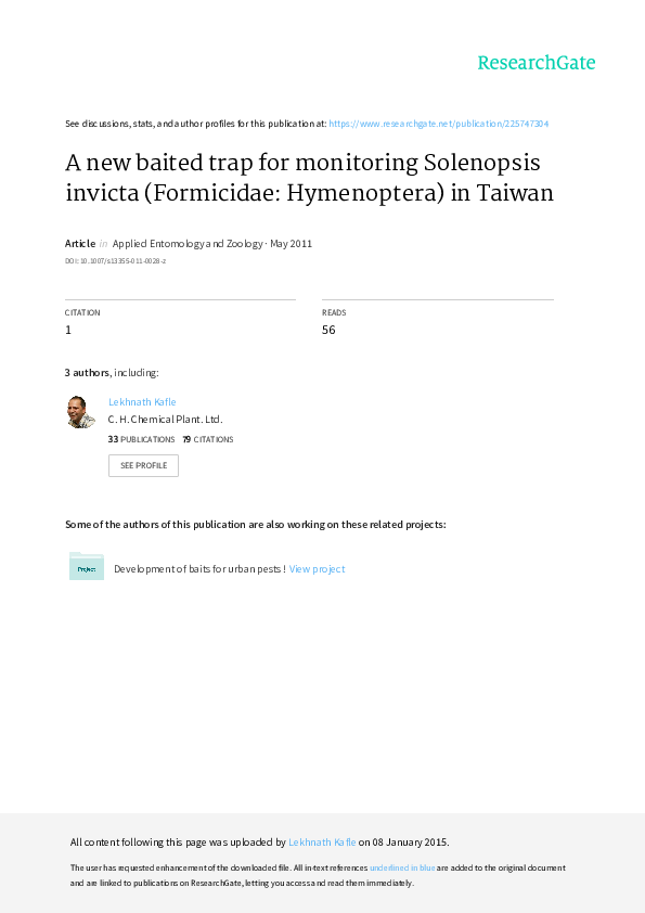 (PDF) A new baited trap for monitoring Solenopsis invicta (Formicidae ...