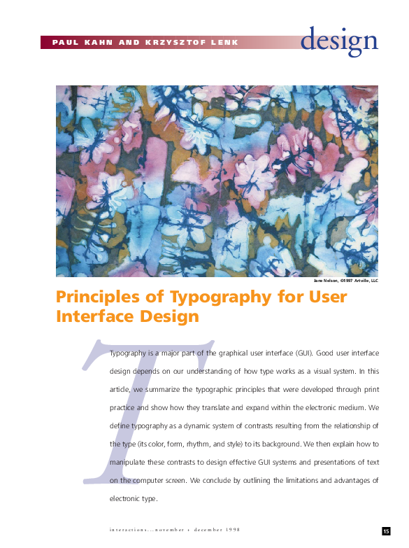 Pdf Principles Of Typography For User Interface Design