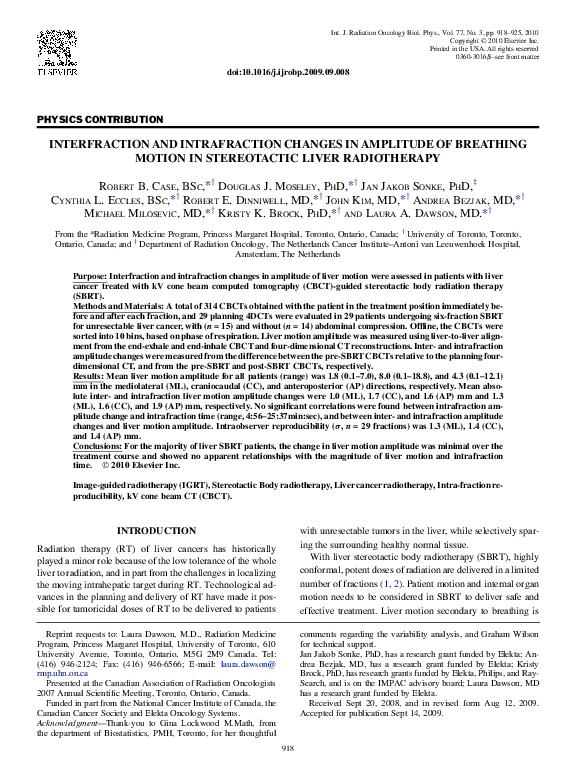 (PDF) Interfraction and Intrafraction Changes in Amplitude of Breathing ...