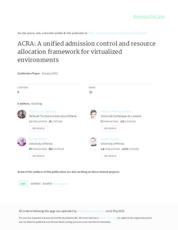 (PDF) Unified Admission Control for Virtualized Systems