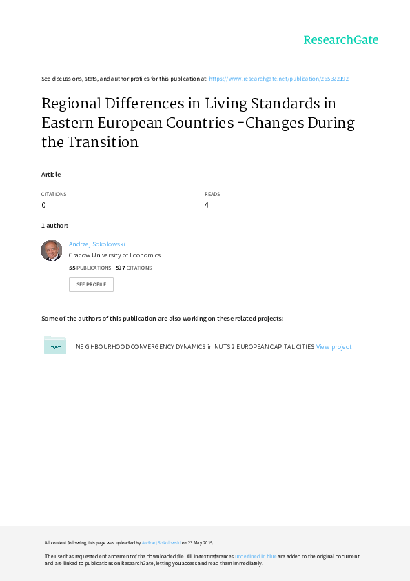 (PDF) Regional Differences in Living Standards in Eastern European ...