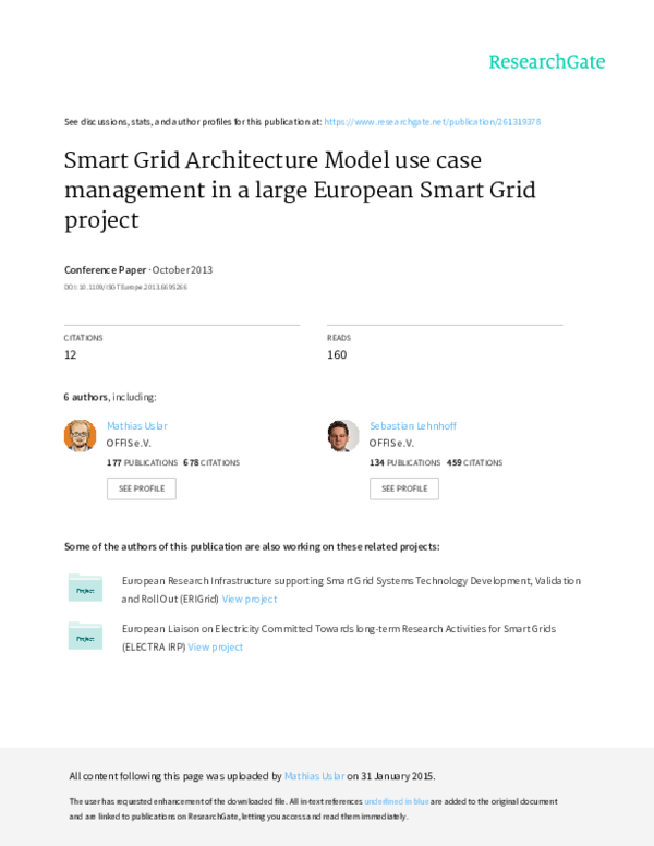 (PDF) Smart Grid Architecture Model use case management in a large ...