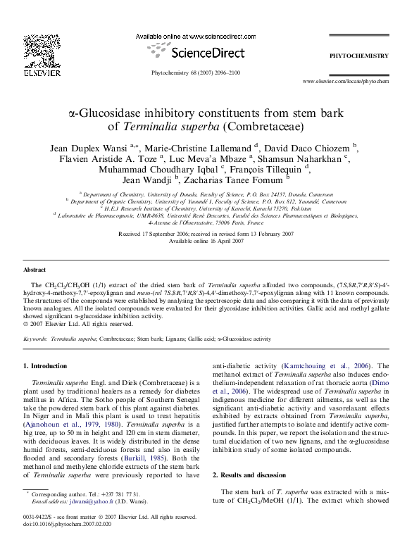 (PDF) α-Glucosidase inhibitory constituents from stem bark of ...