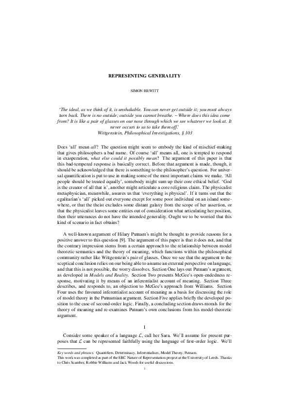 (PDF) Representing Generality