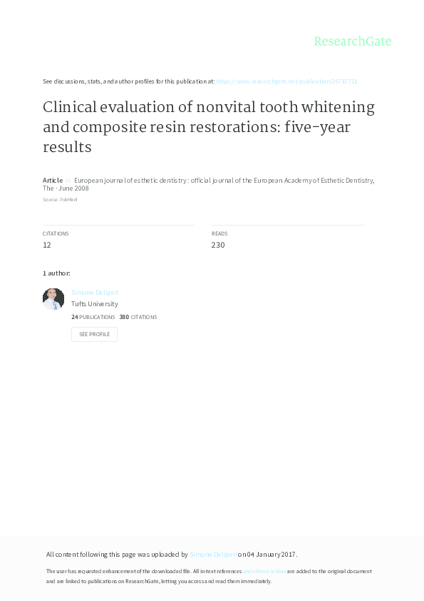 (PDF) Clinical evaluation of nonvital tooth whitening and composite ...