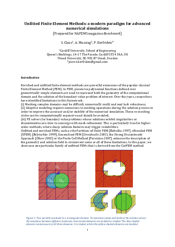 (PDF) Unfitted Finite Element Methods: a modern paradigm for advanced numerical simulations