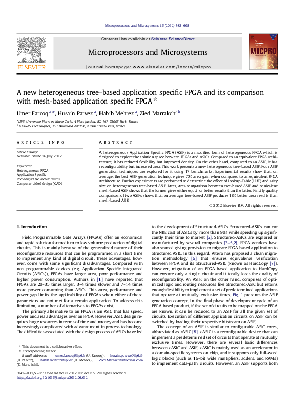 Pdf A New Heterogeneous Tree Based Application Specific Fpga And Its Comparison With Mesh