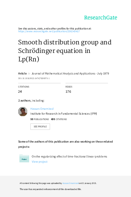 (PDF) Smooth distribution group and Schrödinger equation in Lp(n)
