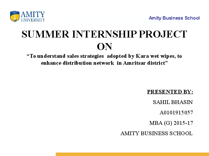 (PPT) Sahil Bhasin MBAAmity Business School SIP ppt