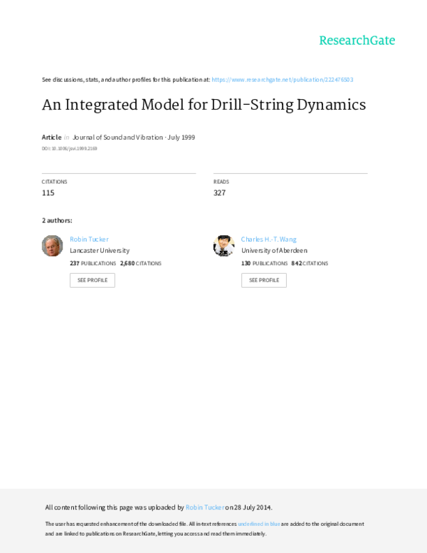 (PDF) An Integrated Model for Drill-String Dynamics