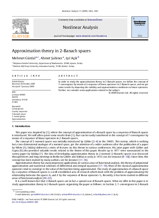 (PDF) Approximation theory in 2-Banach spaces