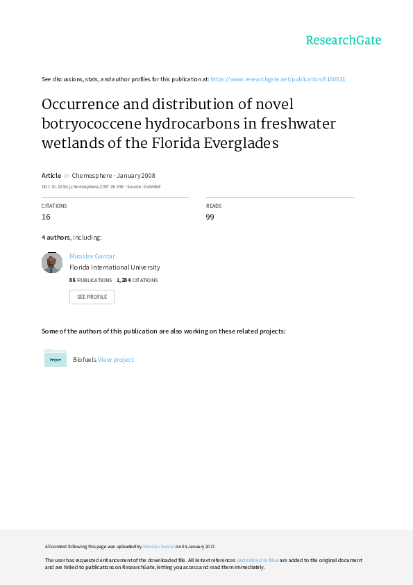(PDF) Occurrence and distribution of novel botryococcene hydrocarbons ...