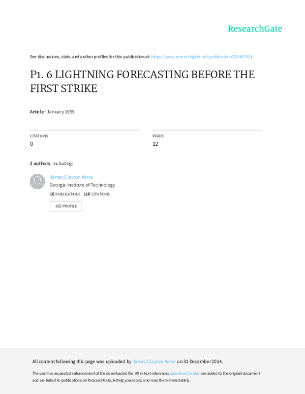 (PDF) P1. 6 Lightning Forecasting Before the First Strike