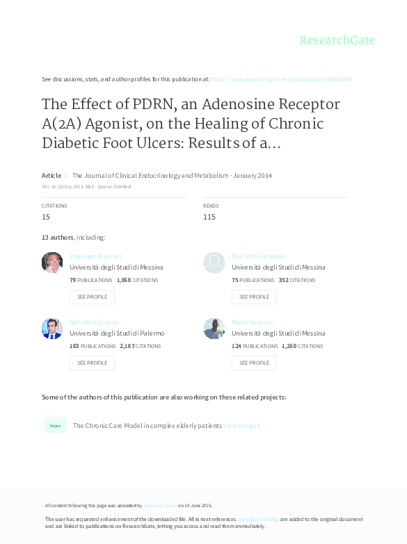 (PDF) The Effect of PDRN, an Adenosine Receptor A 2A Agonist, on the Healing of Chronic Diabetic ...