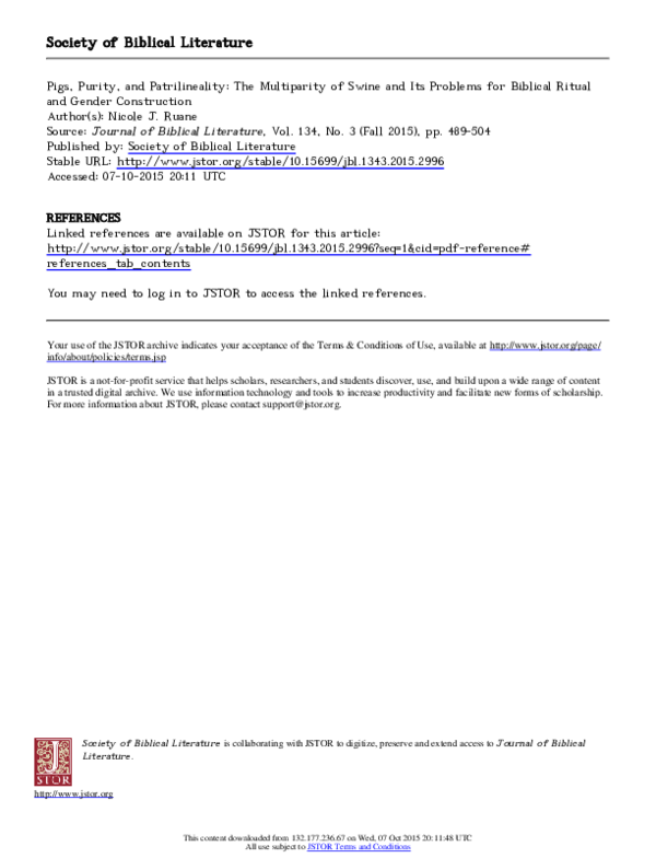 (PDF) Pigs, Purity, and Patrilineality: The Multiparity of Swine and ...
