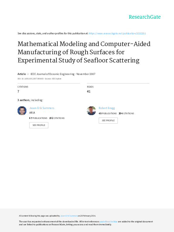 (PDF) Mathematical Modeling and Computer-Aided Manufacturing of Rough ...