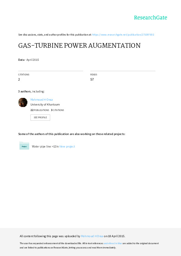 (PDF) Gas-Turbine Power Augmentation