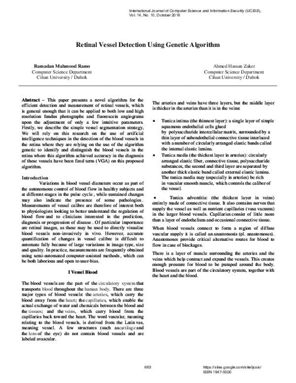 Pdf Retinal Vessel Detection Using Genetic Algorithm