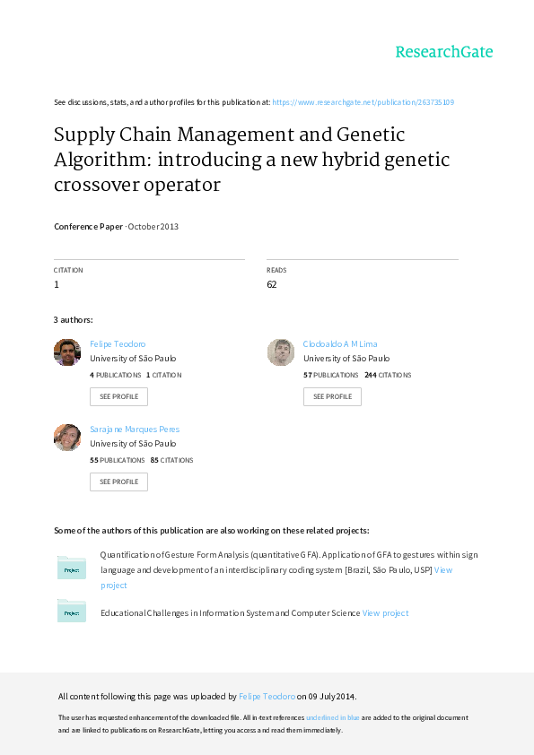 (PDF) Supply Chain Management and Genetic Algorithm: introducing a new ...