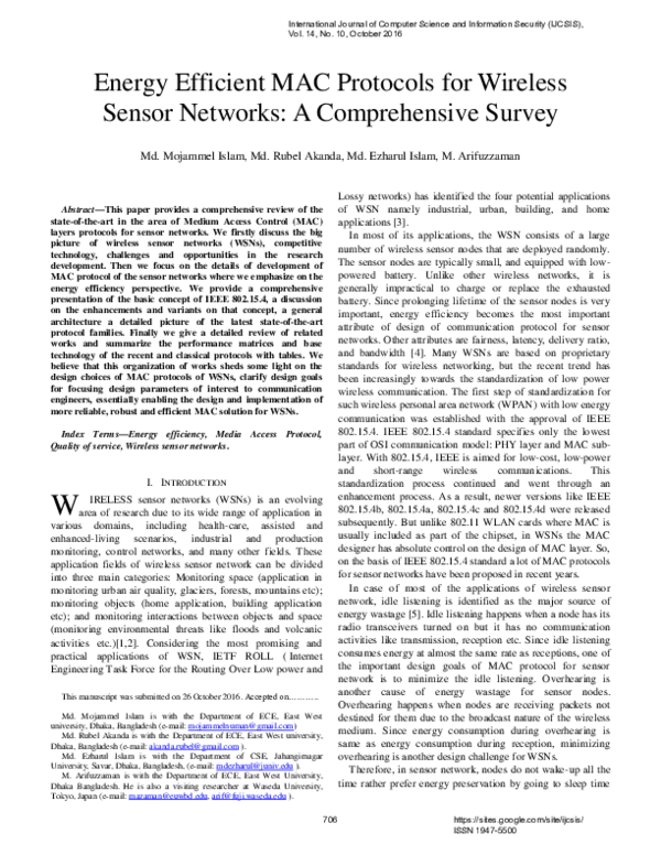 Pdf Energy Efficient Mac Protocols For Wireless Sensor Networks A Comprehensive Survey