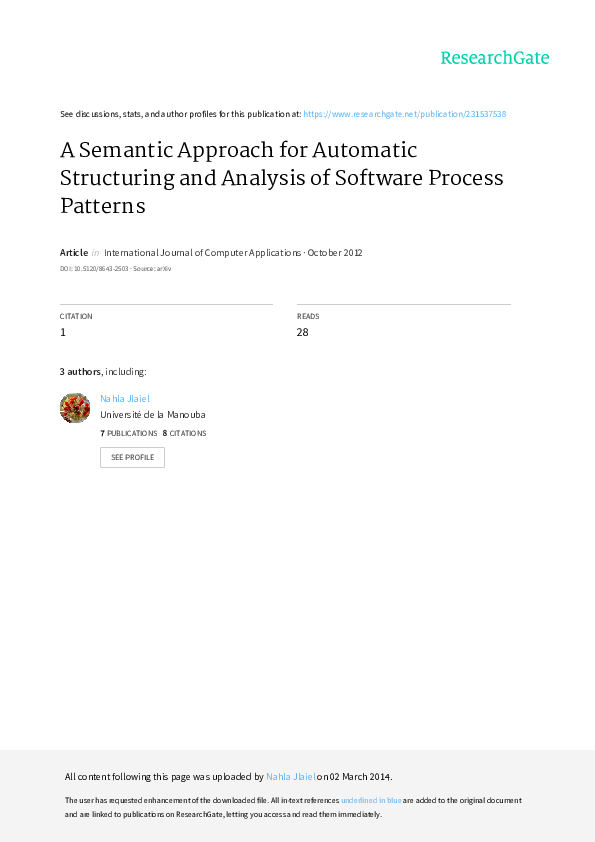 (PDF) A Semantic Approach for Automatic Structuring and Analysis of ...