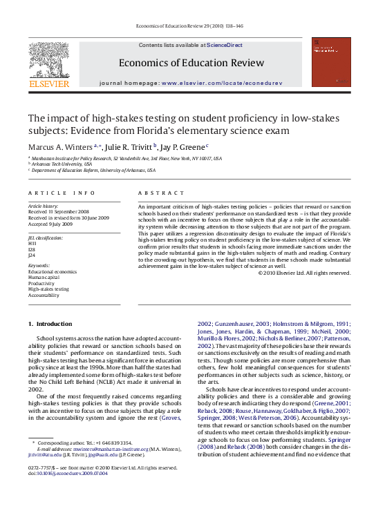 (PDF) The impact of high-stakes testing on student proficiency in low ...