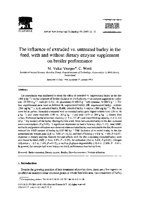 (PDF) The influence of extruded vs. untreated barley in the feed, with ...