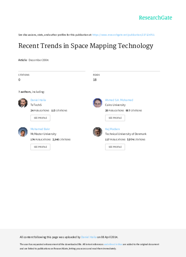 (PDF) Recent trends in space mapping technology