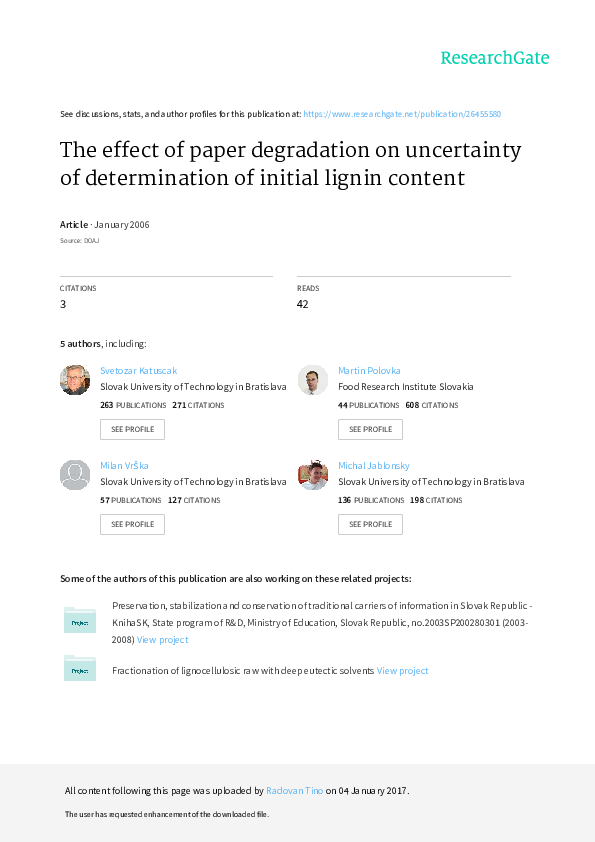 (PDF) The effect of paper degradation on uncertainty of determination ...