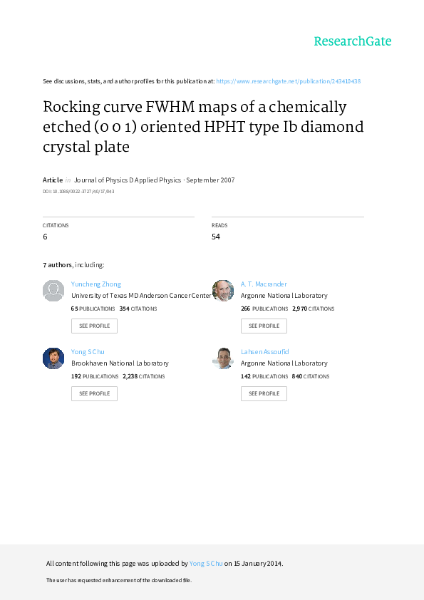 (PDF) Rocking curve FWHM maps of a chemically etched (0 0 1) oriented ...