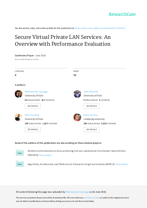 (PDF) Secure Virtual Private LAN Services: An overview with performance ...