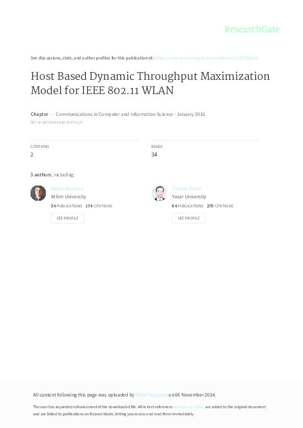 Pdf Host Based Dynamic Throughput Maximization Model For Ieee 80211 Wlan