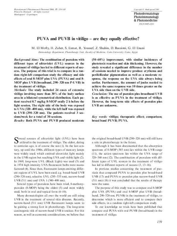 (PDF) PUVA and PUVB in vitiligo - are they equally effective?