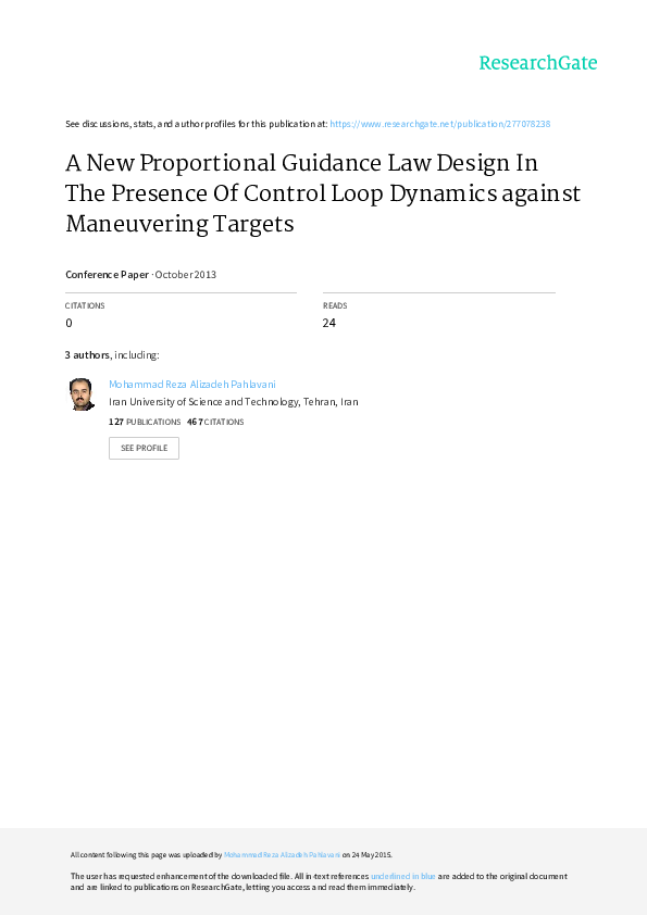 (PDF) A New Proportional Guidance Law Design In The Presence Of Control ...