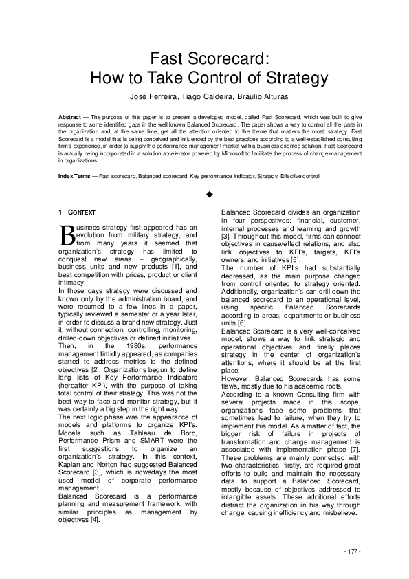 (PDF) Fast Scorecard: How to Take Control of Strategy