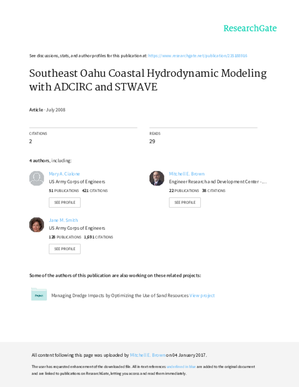 (PDF) Southeast Oahu Coastal Hydrodynamic Modeling with ADCIRC and STWAVE