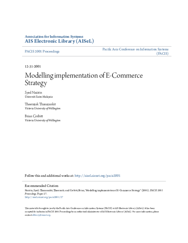 (PDF) Modelling implementation of E-Commerce Strategy