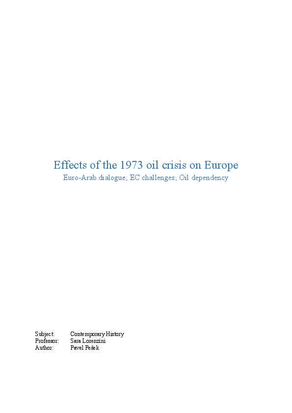 (PDF) Effects of the 1973 oil crisis on Europe