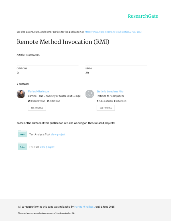 (PDF) Remote Method Invocation (RMI)