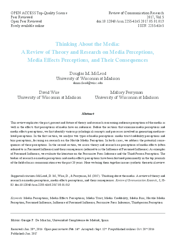 (PDF) Thinking About the Media: A Review of Theory and Research on ...