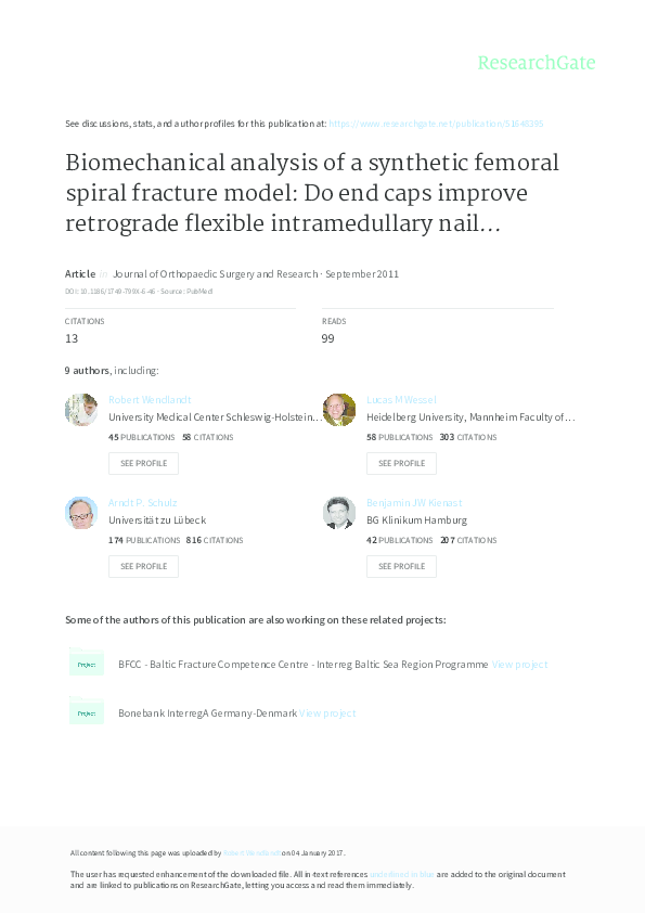 (PDF) Biomechanical analysis of a synthetic femoral spiral fracture ...