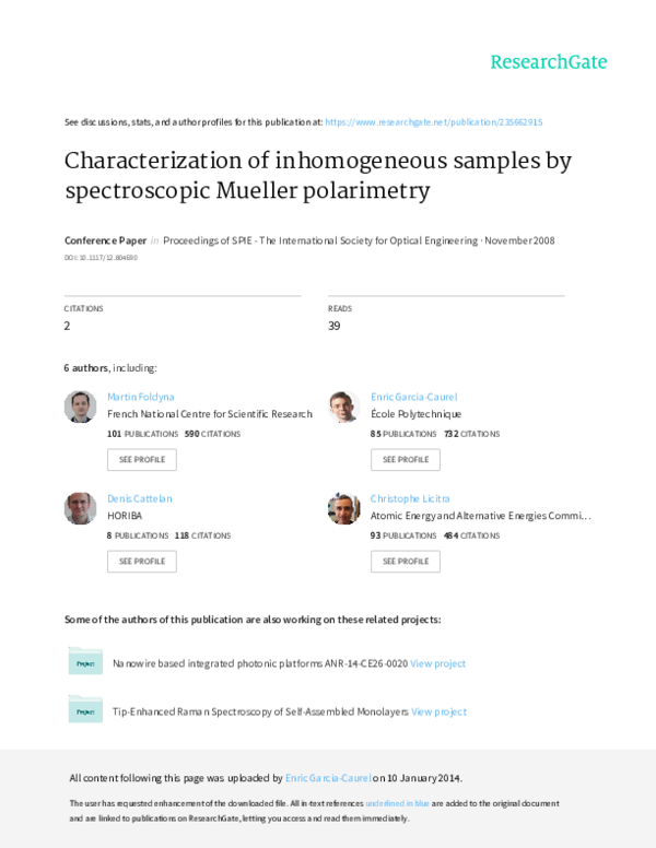 (PDF) Characterization of inhomogeneous samples by spectroscopic ...