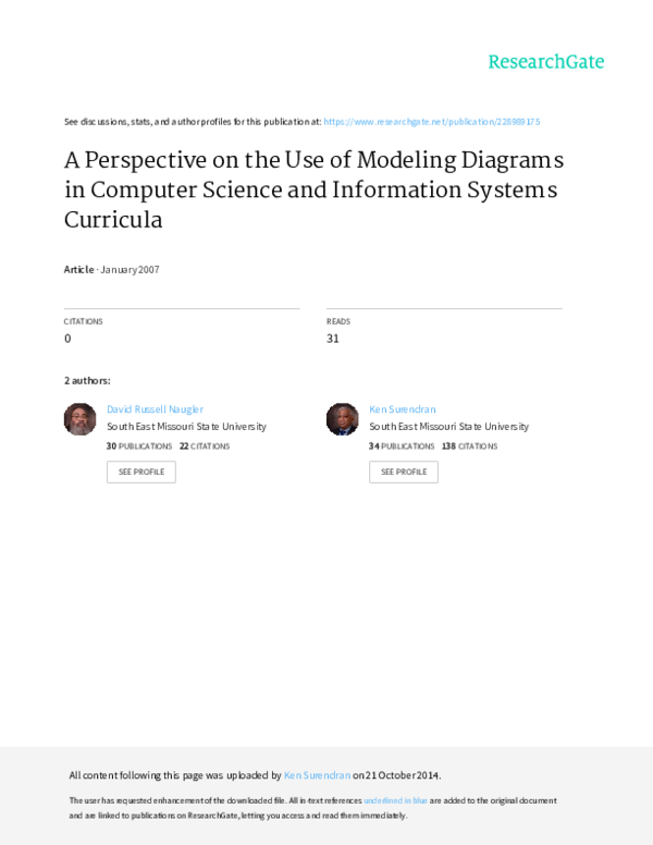 (PDF) A Perspective on the Use of Modeling Diagrams in Computer Science ...