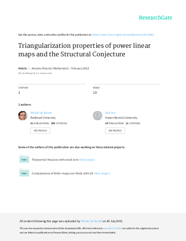 (PDF) Triangularization properties of power linear maps and the ...