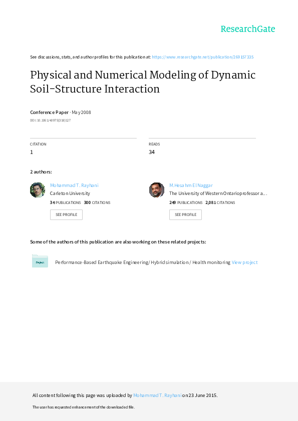 (PDF) Physical and Numerical Modeling of Dynamic Soil-Structure Interaction