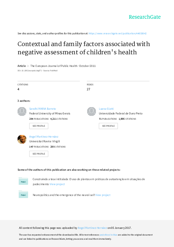 (PDF) Contextual and family factors associated with negative assessment ...